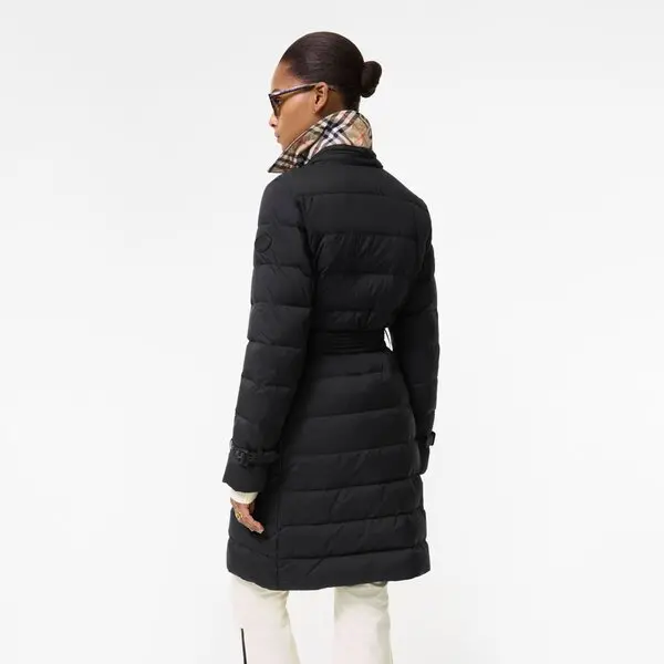 Burberry Mid-length Nylon Puffer Coat With Goose Down And Feather Filling