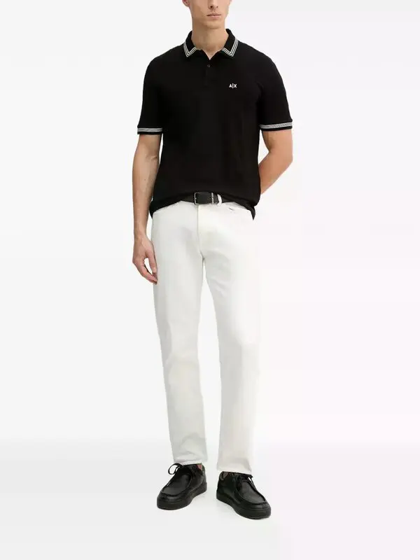 Armani Exchange Striped-trim Logo-print Polo Shirt