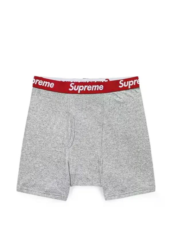 Supreme Hanes Logo-waistband Boxer Briefs - Grey
