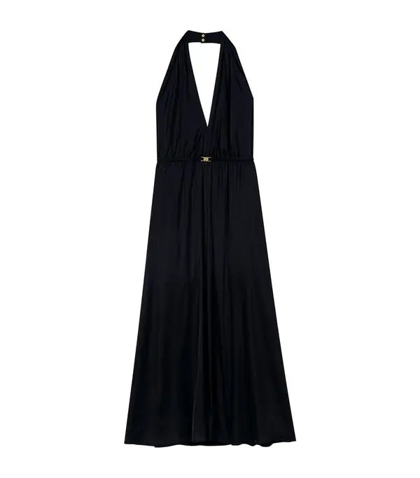 Maje Plunge Halterneck Midi Dress