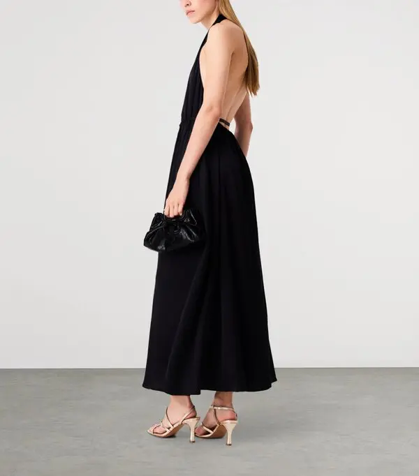 Maje Plunge Halterneck Midi Dress
