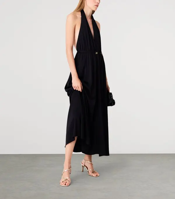 Maje Plunge Halterneck Midi Dress