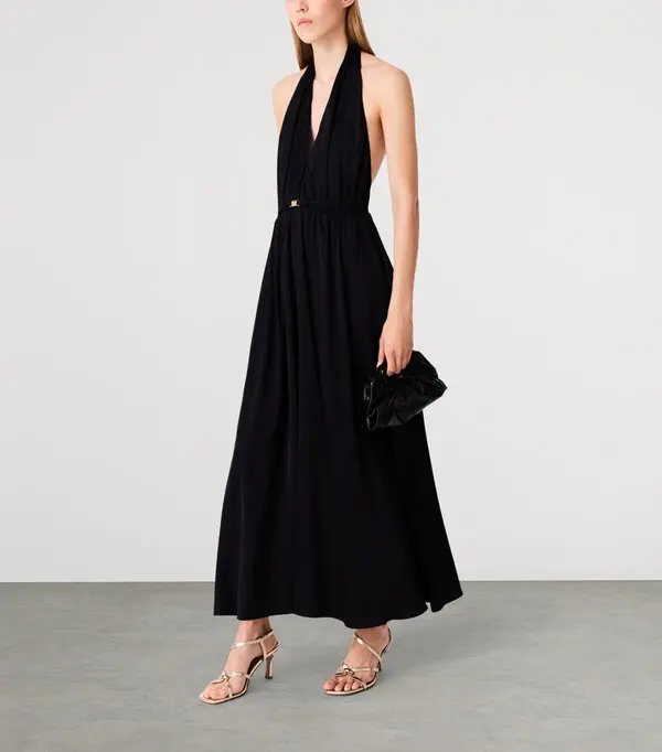 Maje Plunge Halterneck Midi Dress