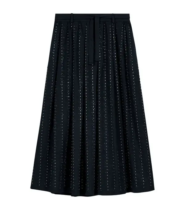 Maje Rhinestone-embellished Midi Skirt