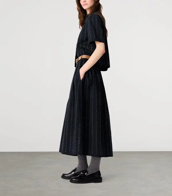 Maje Rhinestone-embellished Midi Skirt