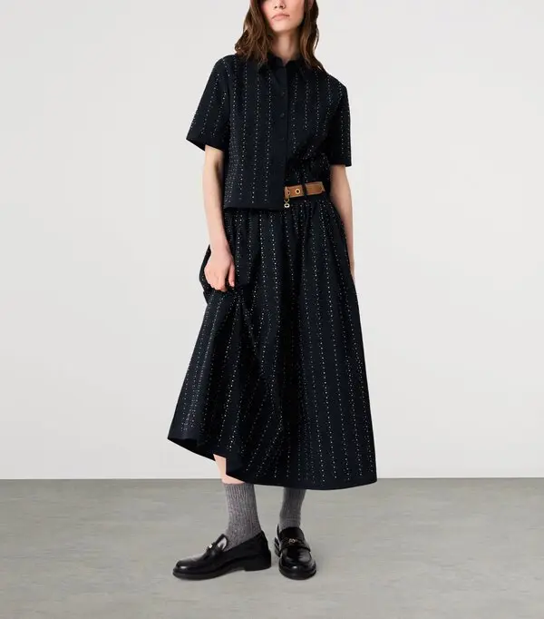 Maje Rhinestone-embellished Midi Skirt