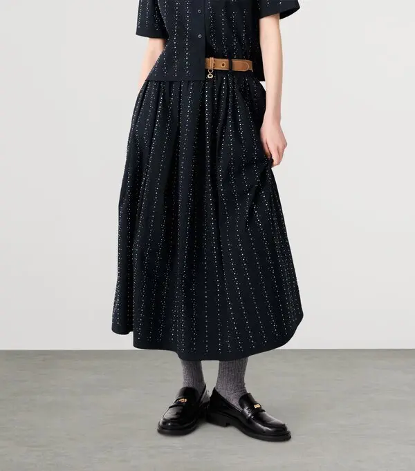 Maje Rhinestone-embellished Midi Skirt