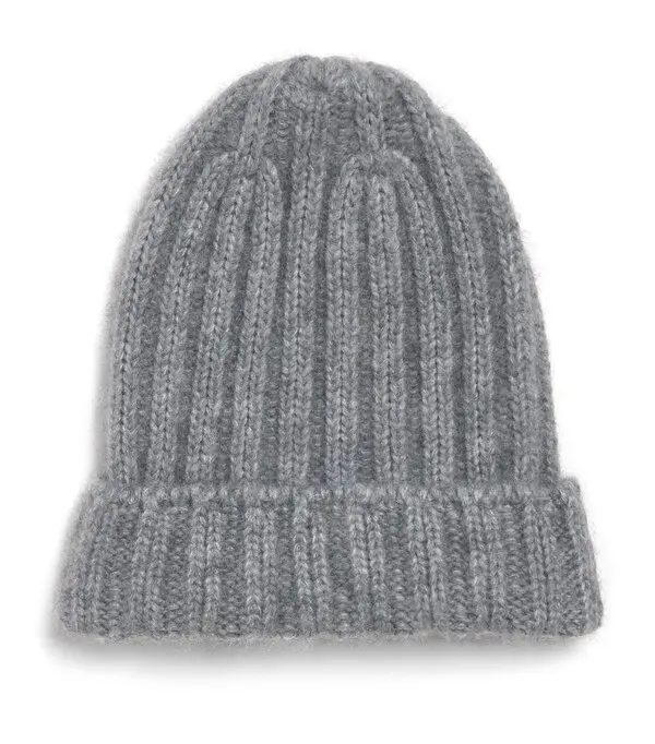Johnstons Of Elgin Cashmere-silk Ribbed Beanie - Navy