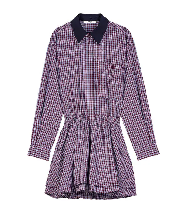 Maje Cotton Check Mini Shirt Dress