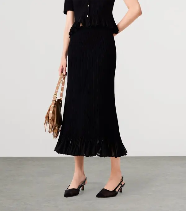 Maje Plissé Midi Skirt