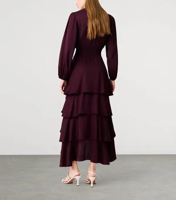 Maje Tiered Pussybow Midi Dress