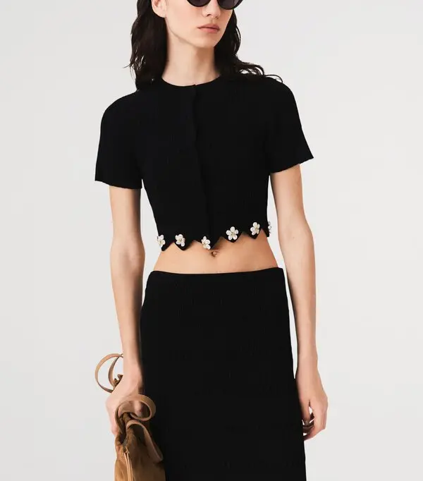 Maje Short-sleeve Daisy Cardigan