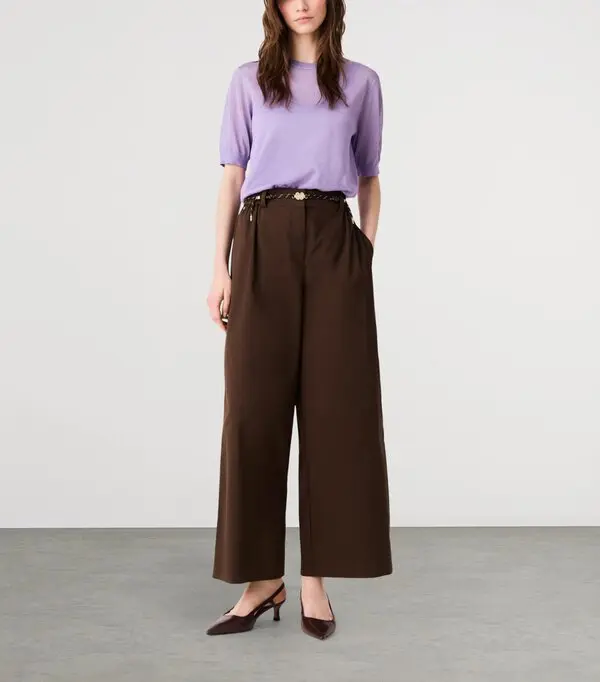 Maje Cropped Wide-leg Trousers