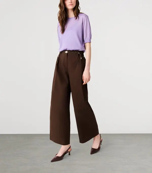 Maje Cropped Wide-leg Trousers
