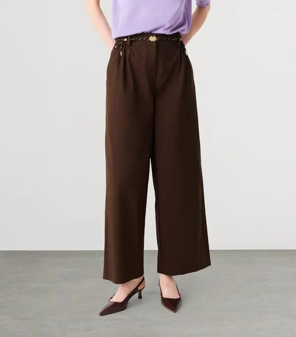 Maje Cropped Wide-leg Trousers