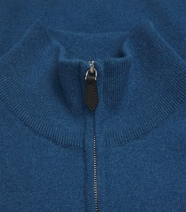 Johnstons Of Elgin Cashmere Quarter-zip Sweater - Blue