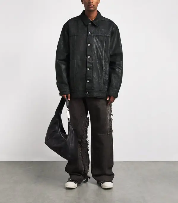 Rick Owens Jumbo Worker Leather Jacket - Black