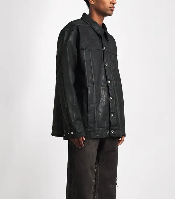 Rick Owens Jumbo Worker Leather Jacket - Black