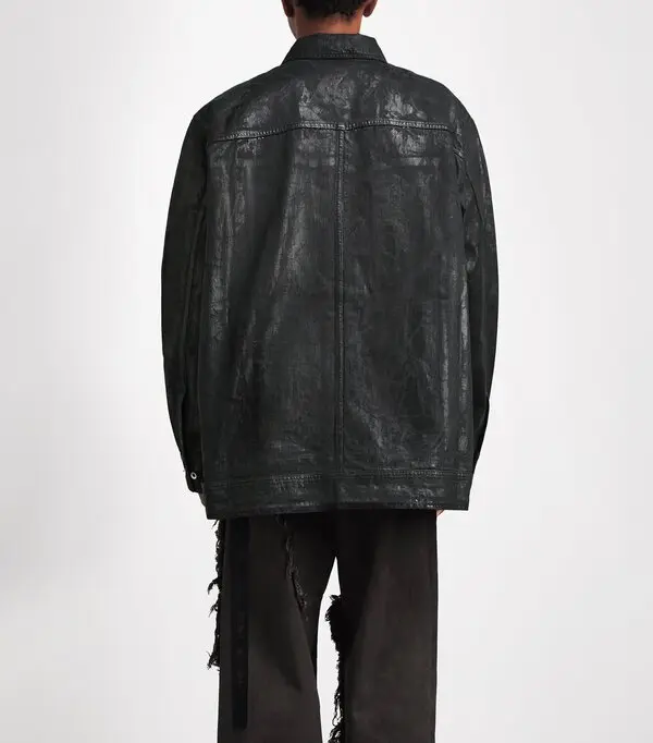 Rick Owens Jumbo Worker Leather Jacket - Black