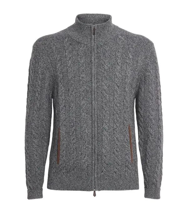 N.peal Cashmere Cable-knit Zip-up Cardigan - Grey