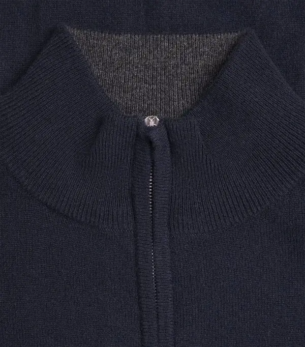 N.peal Organic Cashmere Knightsbridge Zip-up Cardigan - Navy