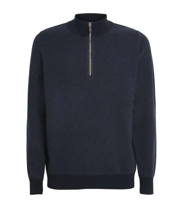 N.peal Cashmere Quarter-zip Temple Sweater