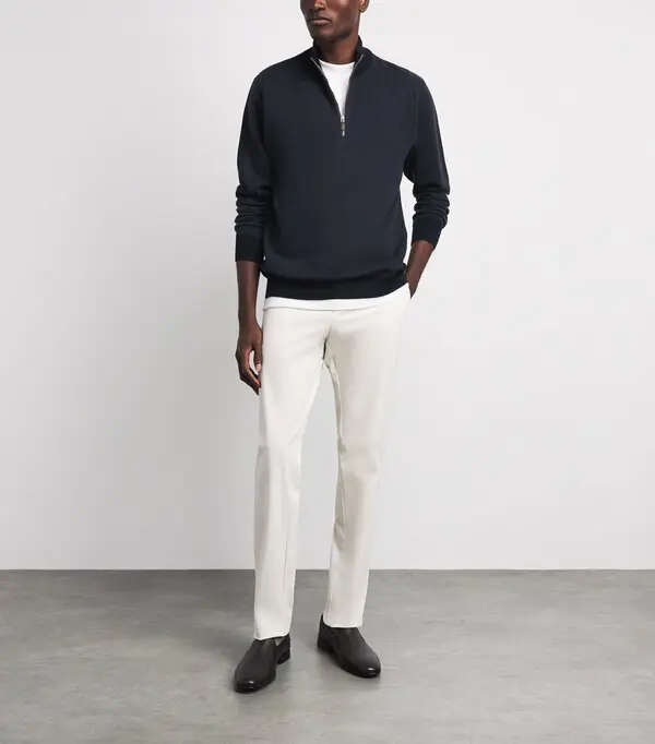 N.peal Cashmere Quarter-zip Sweater - Navy