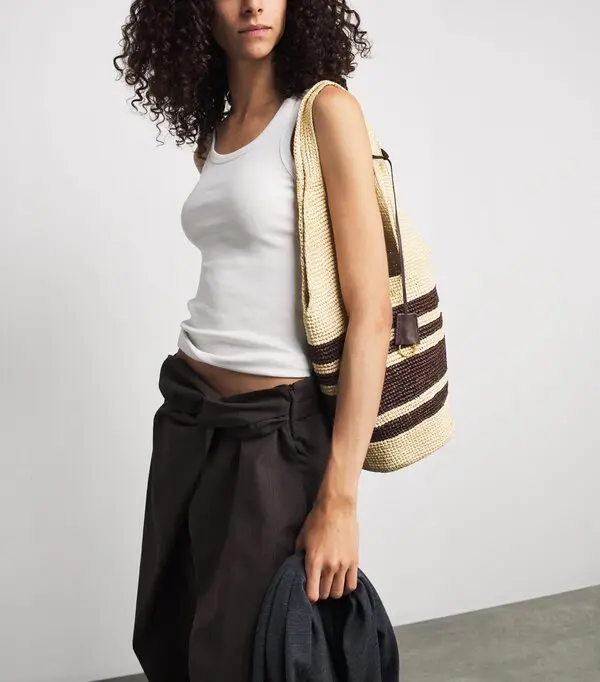 ANINE BING Raffia Stripe Leah Tote Bag