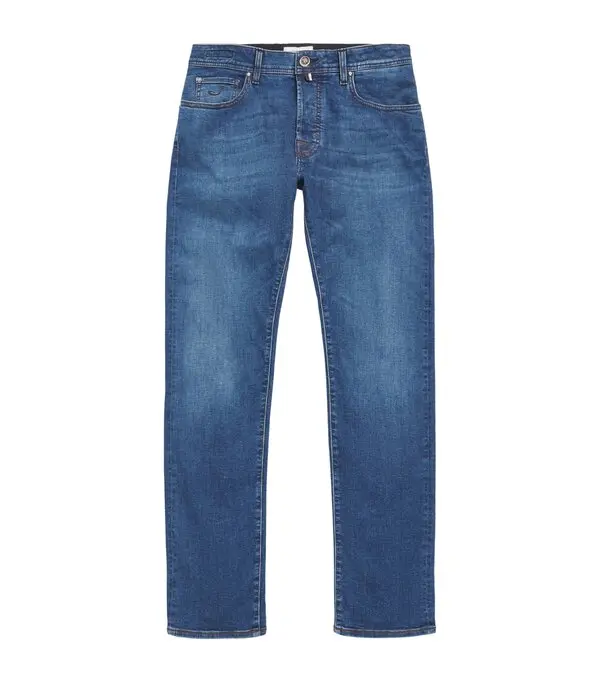 JACOB COHЁN Limited Edition Tapered Jeans With Pony Hair Patch - Blue