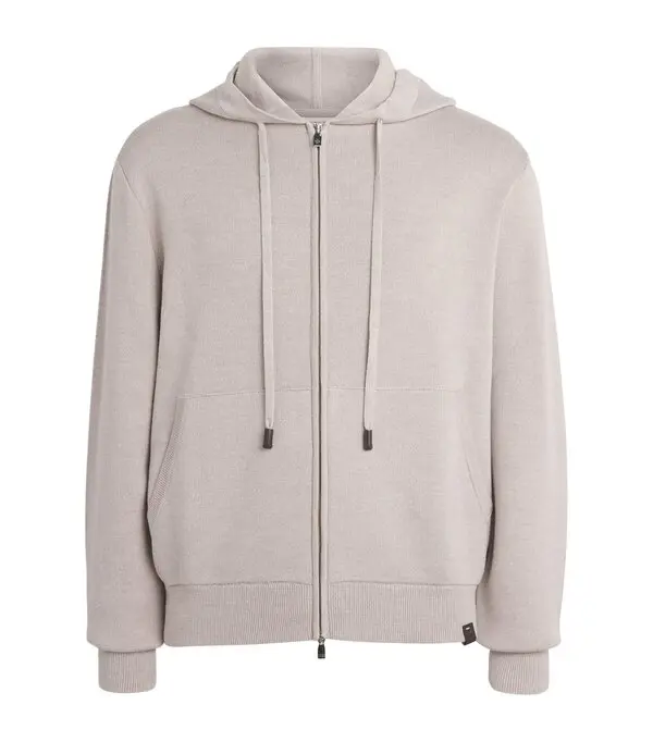 Jacob Cohen Wool-silk Knitted Zip-up Hoodie