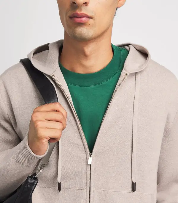 Jacob Cohen Wool-silk Knitted Zip-up Hoodie