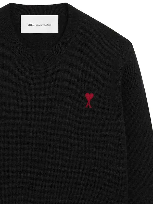 AMI Paris Crewneck Sweater With Logo Detail - Black