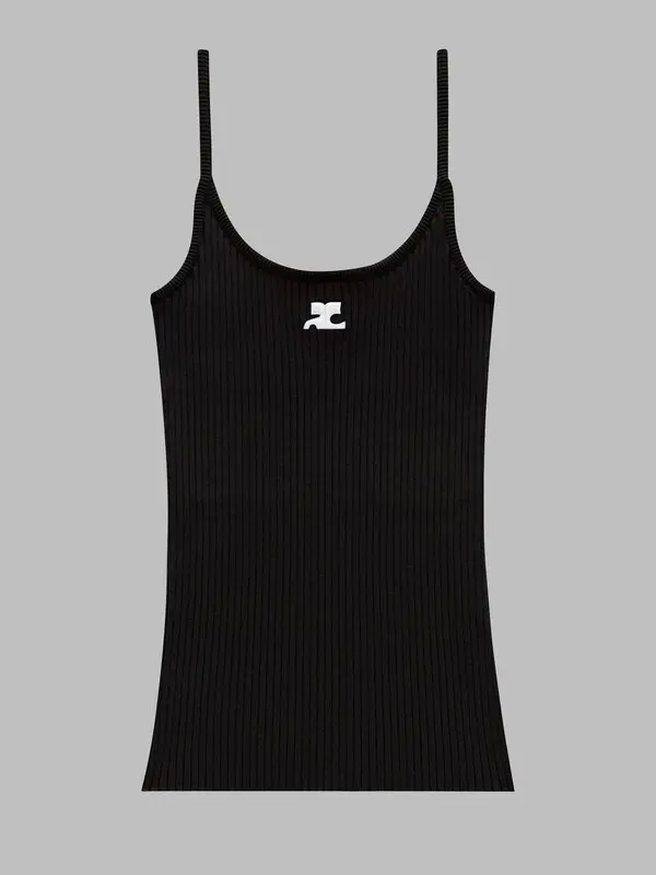 COURREGES Courrèges Ribbed Tank Top - Black