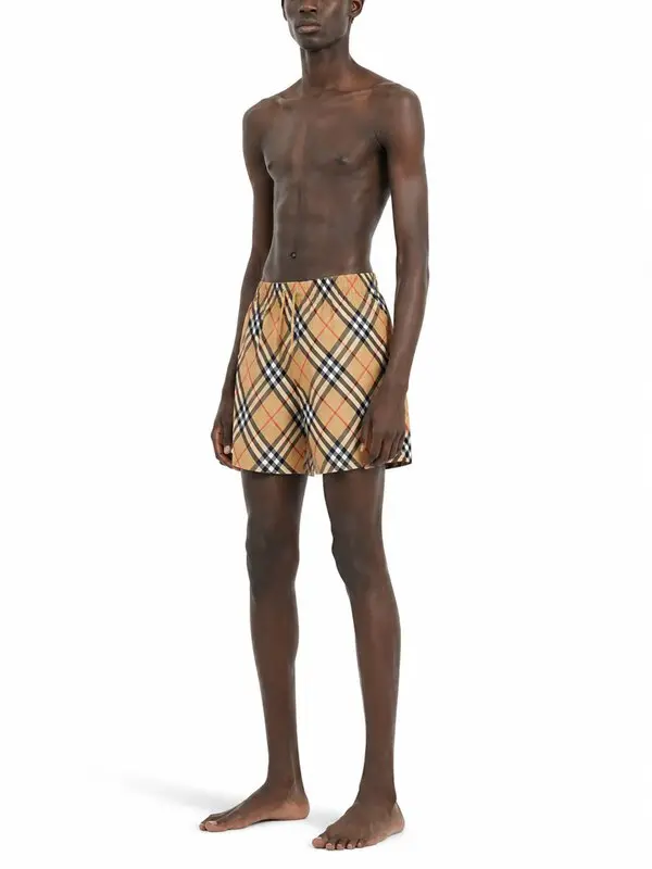 Burberry Check Print Swim Shorts - Beige