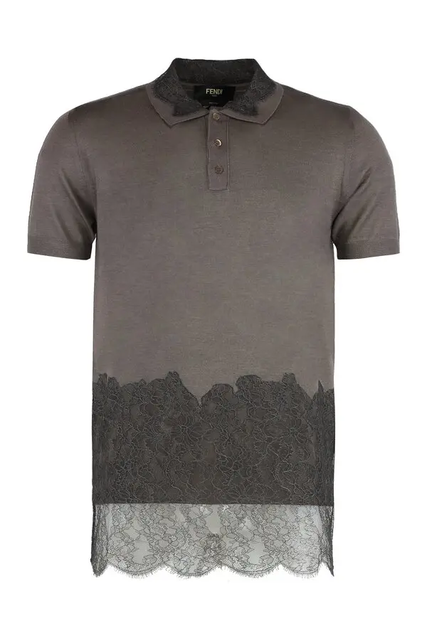 Fendi Cashmere Polo With Lace Appliqu