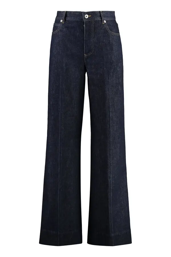 Bottega Veneta Wide-leg Jeans With Metal Rivets - Denim