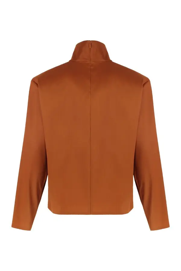 Saint Laurent High-collar Mixed-silk Blouse - Brown