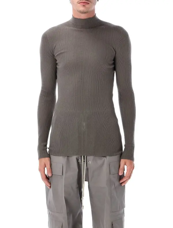Rick Owens Ribbed Wool Turtleneck Sweater - Dust Grey