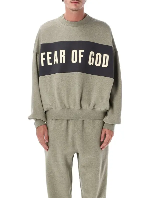 Fear Of God Cropped Fleece Sweatshirt Relaxed Mini Look - Seal Heather