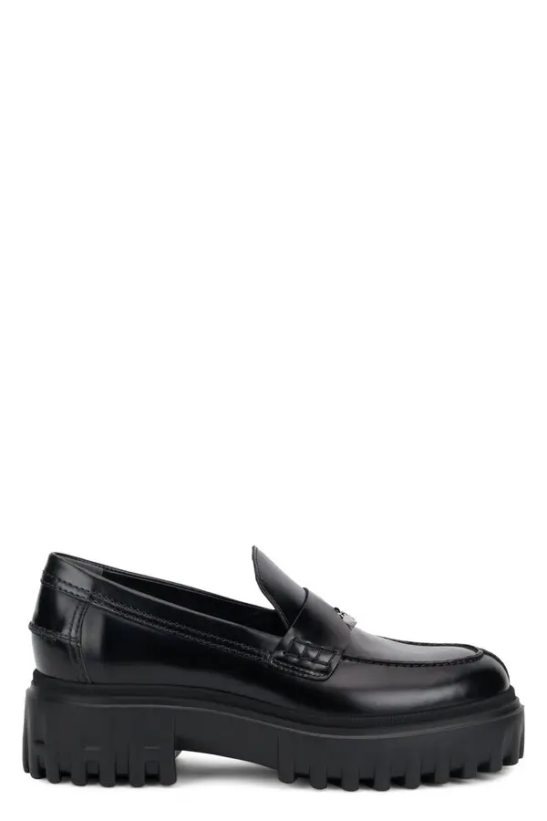 Hogan Leather Slip-on Loafers With Thick Sole