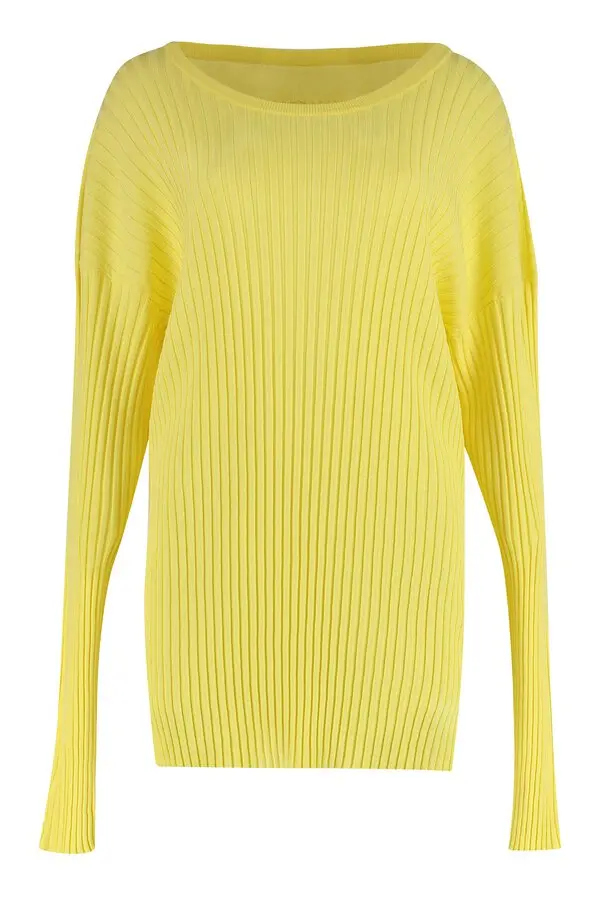 MAISON MARGIELA Ribbed Collar Viscose-blend Sweater - Yellow
