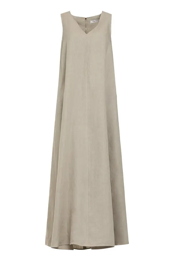 Max Mara Simeone Linen Flared Hem Dress - Beige