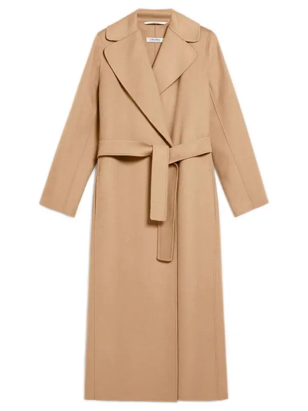 Max Mara Hand-sewn Double-drap Pure Wool Jacket With Lapel Collar And Matching Belt