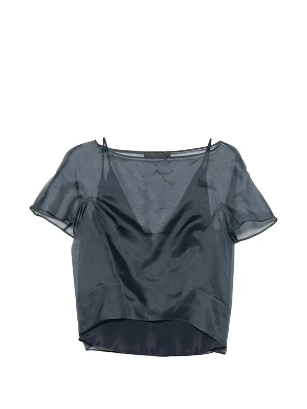 Max Mara Silk Kimono Sleeve Top With Matching Camisole - Blu