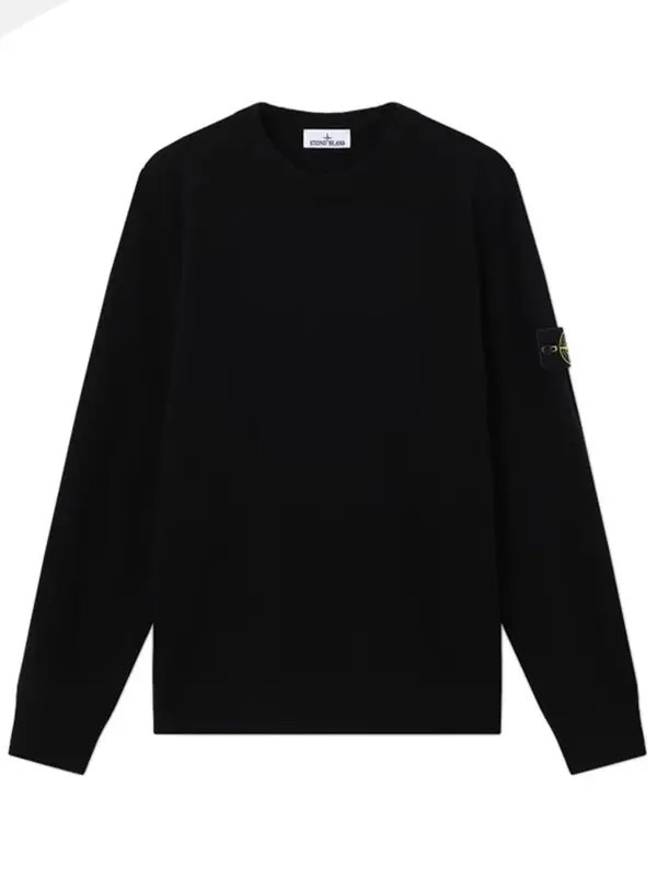 Stone Island Full-zip Virgin Wool Knit Sweatshirt - Nero