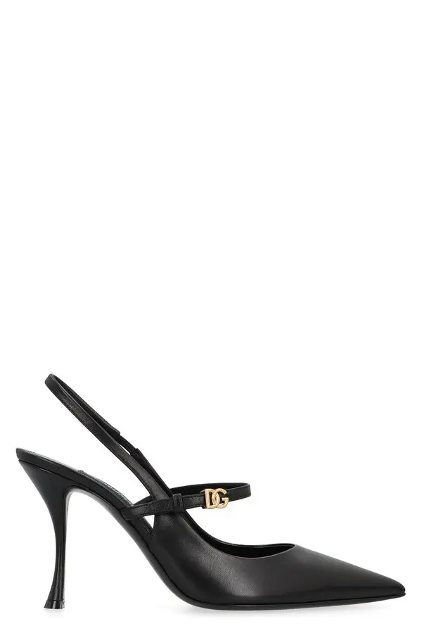 Dolce & Gabbana Sleek Glossy Leather Slingback Pumps With Pointed Toe And 7.5 Cm Heel