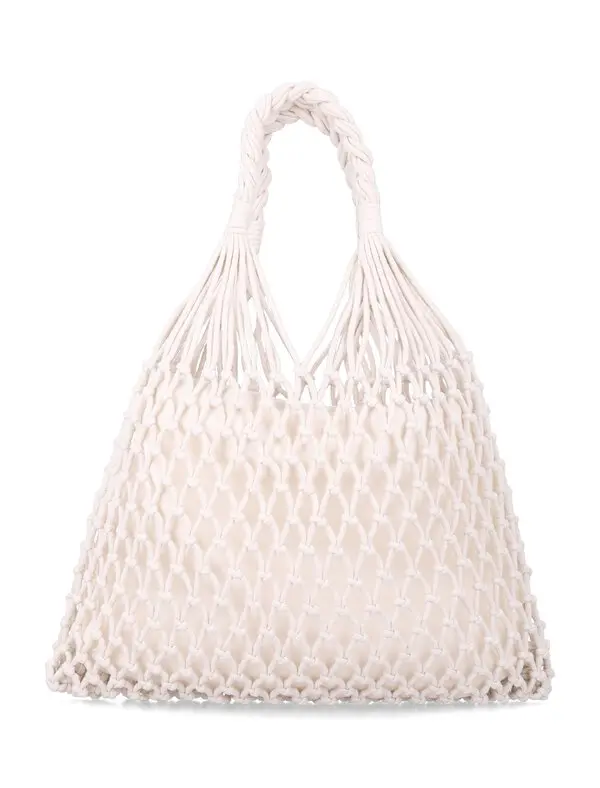 THE FRANKIE SHOP Naia Macramé Mini Shoulder Bag With Removable Pouch - Beige