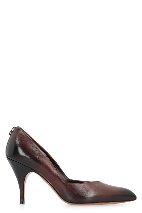 Miu Miu 1950s-inspired Patent Leather Décolleté With Logo Back Detail