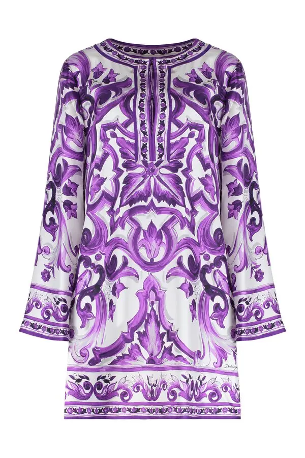 Dolce & Gabbana Majolica Print Silk Twill Dress
