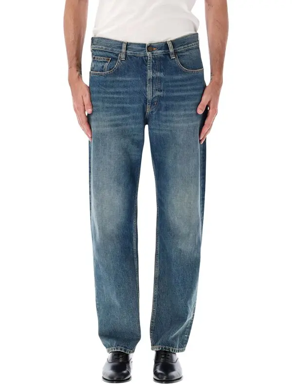 Saint Laurent Mid-rise Loose Straight Jeans With Button Fly - North Medium Blue